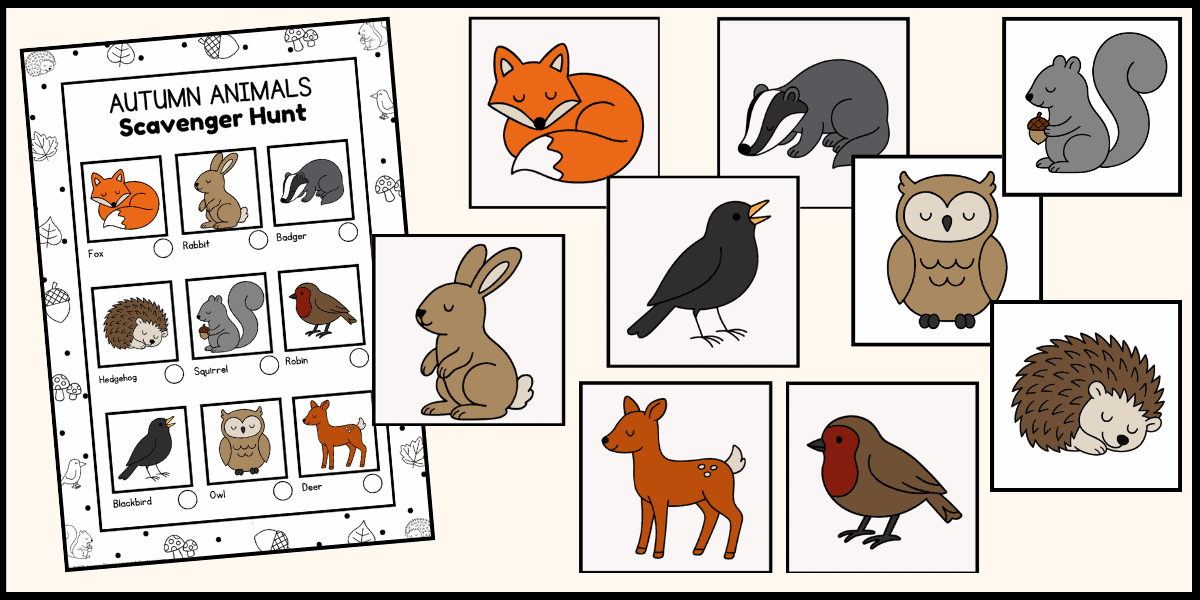Autumn Animal Scavenger Hunt - Print And Play Days